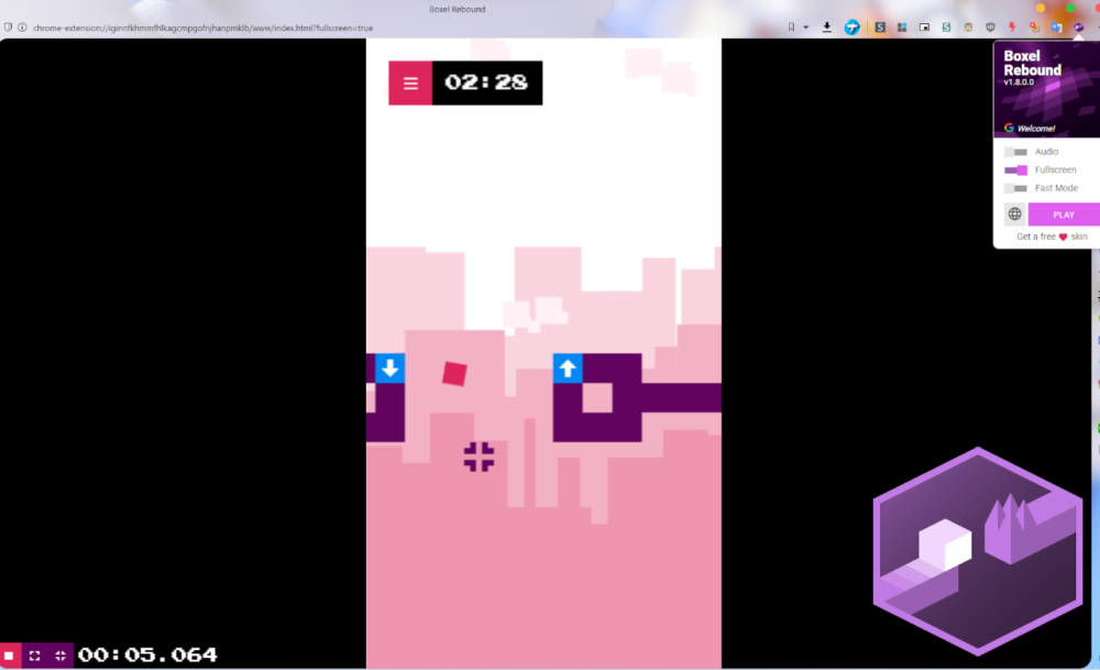 【Boxel Rebound】障害物を超えてゴールを目指す拡張機能ゲーム | ナポリタン寿司のPC日記